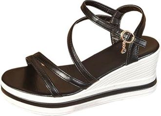 Generic Chaussures dété pour femme - Sandales épaisses confortables et polyvalentes - Pour la plage - Style décontracté - Talon de cheville - Bout ouvert - So