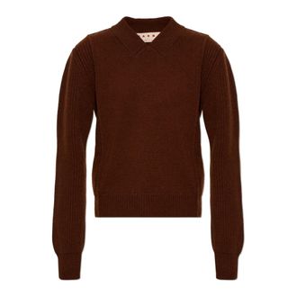Marni Wollpullover mit V-Ausschnitt - - Knitwear - Damen - Braun - S