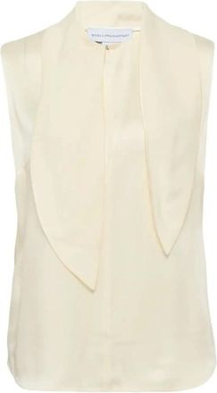 Stella McCartney Femme, Blouses et Chemises, Blanc, Taille: 36 FR Tie-Neck Sleeveless Satin Top