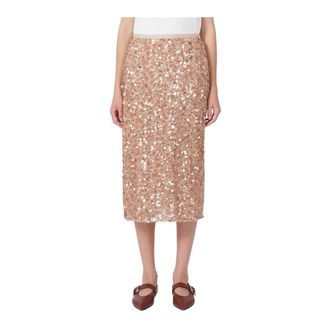 Max Mara Femme, Jupes, Beige, Taille: 42 FR Wkdocchio Tulle and Sequin Skirt
