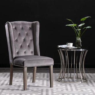 vidaXL Vidaxl - Chaise &agrave; manger Gris Velours