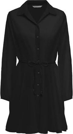 Only Onllumina L/S Short Dress WVN Noos Robe Courte à col Chemise avec Poignets élastiques pour lété, Noir, L Femmes