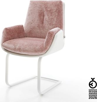 DELIFE Freischwinger Clea-Flex Materialmix Echtleder Wei&szlig;-Ros&eacute; Freischwinger flach Wei&szlig;, Esszimmerst&uuml;hle