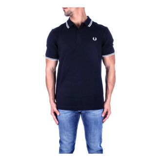 Fred Perry Logo Front Polo Shirt - - Tops - Herren - Blau - S