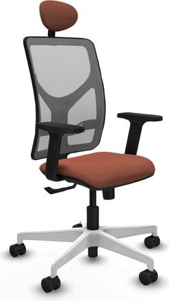 Piqueras y Crespo B&uuml;rostuhl mit Kopfst&uuml;tze, 2D-Armlehnen, h&ouml;henverstellbare Lendenwirbelst&uuml;tze und festes Kopfteil, ausgestattet mit 3 Positionen, Grau/Braun