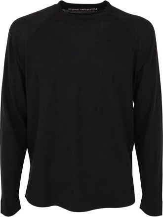 Original Vintage Homme, Tops, Noir, Taille: L T-shirt en coton et soie