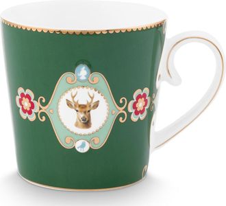 Pip Studio Love Birds Medaillon Hirsch Tasse dunkelgrün 0,3l