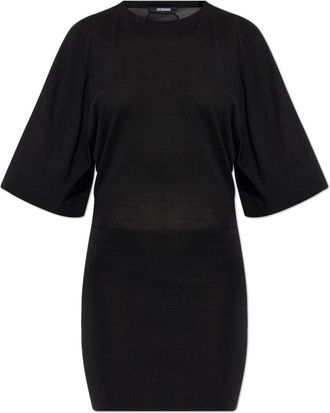 Jacquemus Femme, Robes, Noir, Taille: 36 FR Wool Dress With Embroidered Logo