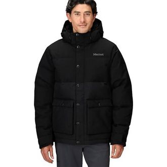 Marmot Homme Fordham Jacket, Veste en duvet chaude, manteau dhiver &agrave; capuche, parka en duvet coupe-vent, doudoune l&eacute;g&egrave;re, Black, M