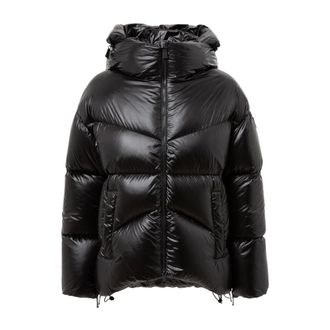 Add Femme, Vestes, Noir, Taille: 42 FR Doudoune &agrave; capuche avec logo qui dispara&icirc;t
