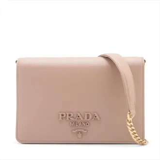 Prada Beige Saffiano Wallet On Chain