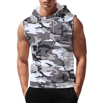 Generic D&eacute;bardeur dentra&icirc;nement &agrave; capuche pour homme - Camouflage - Gilet de bodybuilding - D&eacute;bardeur de sport sans manches avec poche - Style d&eacute;contract&eacute; - R