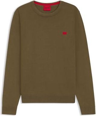 HUGO BOSS Hommes San Cassius-C1 Pull en Coton avec &eacute;tiquette logot&eacute;e Rouge