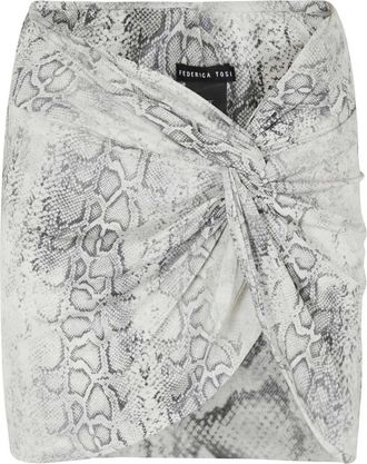 Federica Tosi Femme, Maillots de bain, Blanc, Taille: 40 FR Copricostume Corto Stampa Pitone