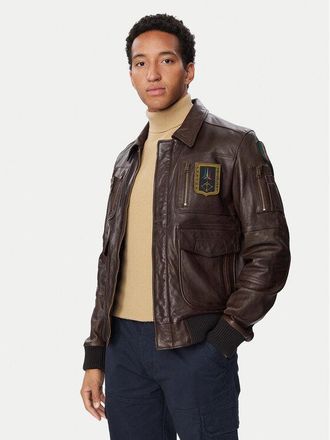 Aeronautica Aeronautica Militare Lederjacke 262PN0846U100839 Dunkelbeige Regular Fit