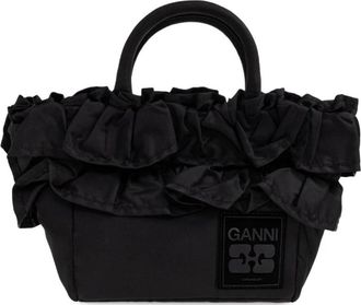 Ganni Femme, Sacs, Noir, Taille: ONE Size Mini Shopper Ruffle