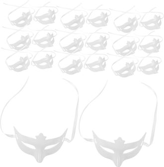 Cabilock 20 Stück DIY Maske Basis Halbgesichtsmaske zum Bemalen Leichte Kunststoff Maske für Halloween Masquerade Party Cosplay Wiederverwendbar und Vielseitig