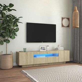 vidaXL Vidaxl - Meuble tv avec lumi&egrave;res led Ch&ecirc;ne sonoma 160x35x40 cm