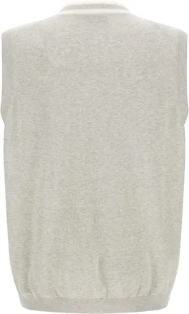 Brunello Cucinelli Logo-Embroidered Cotton Vest - Grey