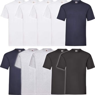 Fruit Of The Loom Fruit of The Loom Valueweight Herren-T-Shirt, kurz&auml;rmelig, 5 St&uuml;ck, 4 Wei&szlig;/2 Schwarz/2 Grau/2 Marineblau, 3XL