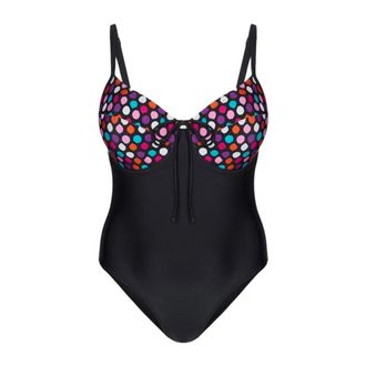 Fiorella Rubino Einteiliger Badeanzug mit Balconette-Cups und Polka Dots - - Swimwear - Damen - Schwarzk - XL