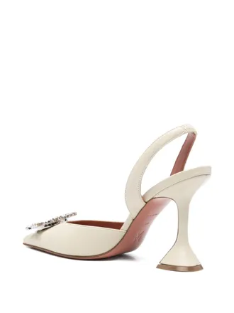 Amina Muaddi Womens Slingback Pumps Begum Nappa 95 White Lambskin High Heel Shoes
