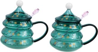 UPKOCH 2st Weihnachts Baum Trinkbecher Cappuccino-tasse Trinkgeschirr Kaffeetasse Weihnachtskaffeebecher Kinder Weihnachtsbecher Neuheit Tasse Hohes Borosili