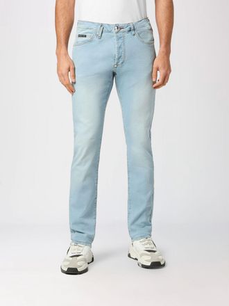 Philipp Plein Jean skinny en denim de coton coupe slim avec logo m&eacute;tallique