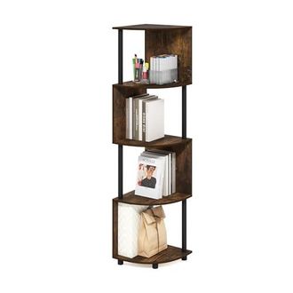 Furinno ECON, &Eacute;tag&egrave;re dangle, Biblioth&egrave;que dangle &Agrave; 4 Niveaux, Rangement en Zigzag, Pr&eacute;sentoir &Eacute;tag&egrave;re &Agrave; Livres, Rangement, Salon/Bureau, Pin Ambr&eacute;