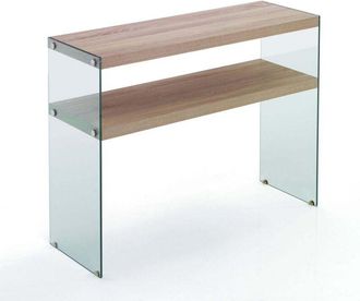 Oresteluchetta Glastisch Konsole Eiche mit Ablage im modernen Design Ace
