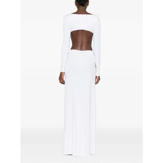 Elisabetta Franchi Ruched Cut-Out Evening Dress - White