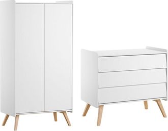 Vox Kommode mit 3 Schubladen und 2-t&uuml;rigem Schrank Vox Vintage Wei&szlig; und Holz