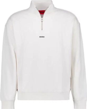 HUGO BOSS Herren Sweatshirt wei&szlig; Baumwolle unifarben
