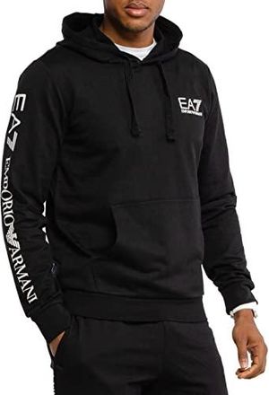 Emporio Armani EA7 8NPM18 PJ05Z Sweat &agrave; capuche pour homme, Noir / Logo blanc, XL