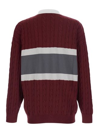 Balenciaga Mens Sweater Cotton Cable Bordeaux Tops Top