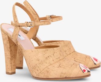Moschino Slingback-Pumps aus gepr&auml;gtem Kalbsleder - Beige