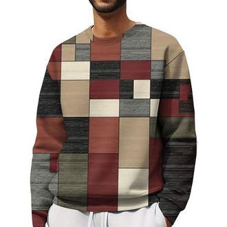 Generic Pull Homme Sans Capuche Pull Tricot&eacute; avec Col Rond Imprim&eacute; Pull Transition Imprim&eacute; T-shirt &agrave; Manches Longues Tendance Hauts Loisirs Col Rond Sweat-shi
