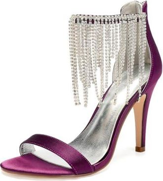 Generic Femme Talon Aiguille Chaussure Escarpin Sandale Ouvert Chic Mari&eacute;e Et&eacute; Talon Mariage Soir&eacute;e Chaussures 10.5Cm,Violet,40 EU