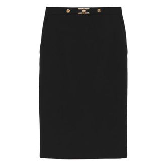 Elisabetta Franchi Femme, Jupes, Noir, Taille: 40 FR Jupe Crayon en Cr&ecirc;pe avec Logo Bijou