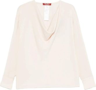 Max Mara Femme, Blouses et Chemises, Beige, Taille: 34 FR Blouse en soie &agrave; col b&eacute;nitier
