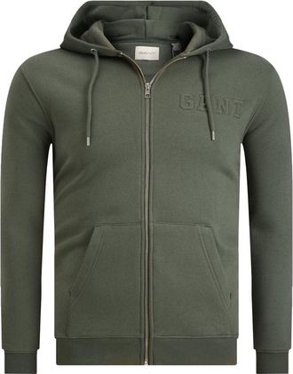 GANT Herren Embossed Full-Zip Hoodie Sweatshirt, Dark Earthy Green, S
