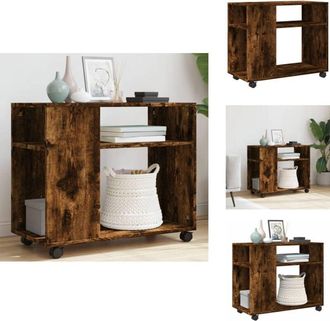 vidaXL Vidaxl - Beistelltisch mit Rollen R&auml;uchereiche 70x35x60 cm Holzwerkstoff - Beistelltisch - Beistelltische - Beistelltisch Auf Rollen - Beistelltisch