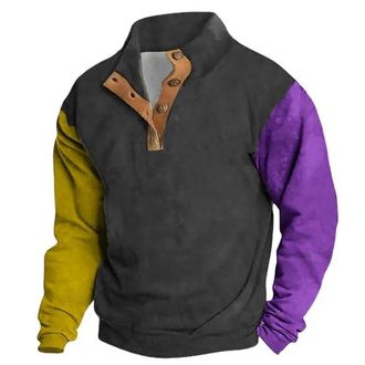 Generic Costume de carnaval - Sweat-shirt pour homme - Sans capuche - Avec col 1/4 - Col montant - Sweat-shirt dext&eacute;rieur - Coupe ajust&eacute;e - Pull de transition