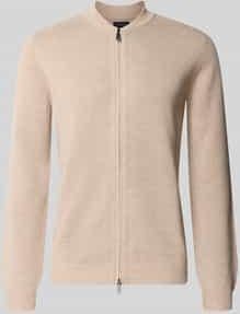 Christian Berg Slim Fit Strickjacke aus Baumwoll-Mix mit Stehkragen