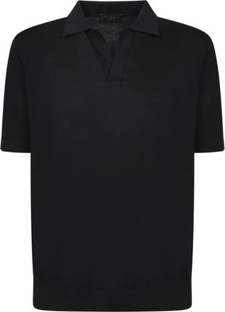 Dell'Oglio Homme, Tops, Noir, Taille: M Polo Noir Manches Courtes