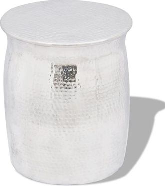 vidaXL Vidaxl - Table basse/tabouret martelé en aluminium Argenté