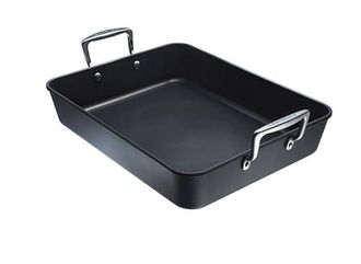LE CREUSET Plat à Rôtir Anti-Adhérent en Fonte dAluminium, 35 x27 cm, Anthracite/Argenté,52104350010101