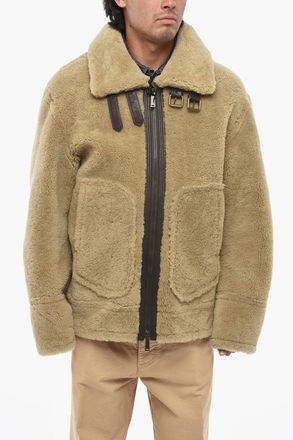 Dsquared2 Aviator Leather Jacket with Genuine Fur Insert Dsquared2