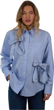 Essentiel Femme, Blouses et Chemises, Bleu, Taille: 38 FR Chemise oversize &agrave; noeuds