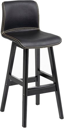 Generic Barhocker mit R&uuml;ckenlehne und Holzbeinen aus Kunstleder, hohe K&uuml;chenst&uuml;hle f&uuml;r Pubs und Caf&eacute;s